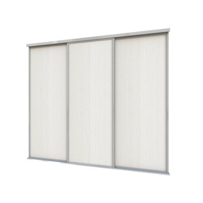 A-Class Sliding Doors Set Of 3 White Pine Sliding Wardrobe Door Kit In ...