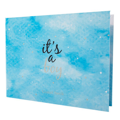 Happy Homewares It's A Boy Guest Book With Silver Glitter Stars For ...