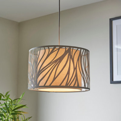 Harbour Studio Toni Grey Laser Cut Cylinder Light Shade (D)35Cm by B&Q ...