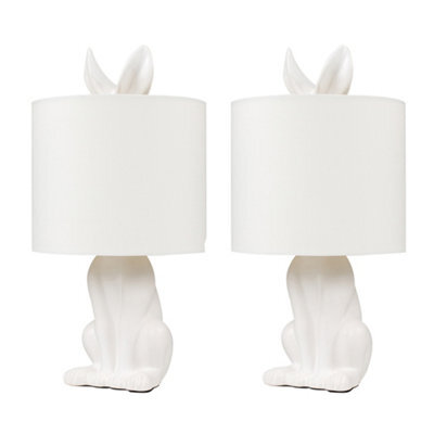 Valuelights Lepus Pair Of Modern White Ceramic Rabbit Hare Table Lamps ...