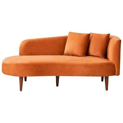 Beliani Right-Hand Chaise Lounge Chaumont Velvet Orange by B&Q | ufurnish.com