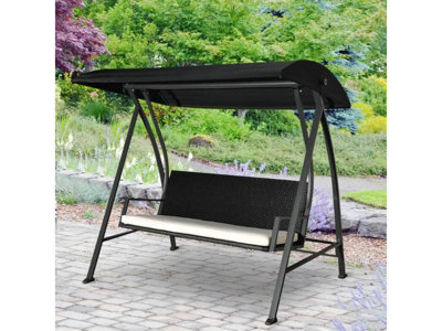 Chilli Seating Rattan Garden Swing Chair 3 Seater Black by B&Q ...