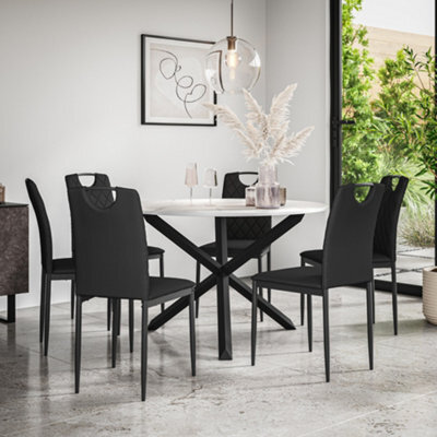 More4Homes Malvern Round Dining Table And Chairs - Marble Table Top W ...
