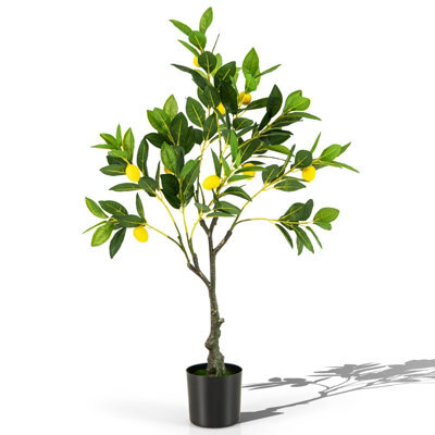 Costway 80Cm Artificial Lemon Tree Tall Fake Lemon Plant With Lemon ...