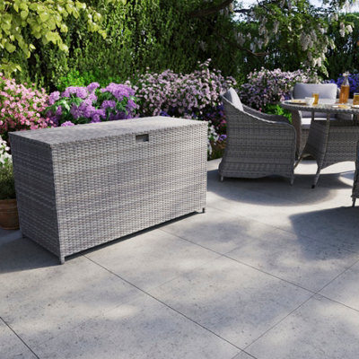 GoodHome Hamilton Steeple Grey Plastic Rattan Effect Storage Box (W ...