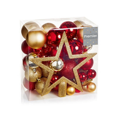 Premier Decorations Premier - 50 Piece Mixed Finish Bauble Pack With ...