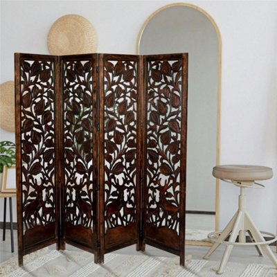 Topfurnishing 4 Panel Hand Carved Stag Deer Screen Wooden Screen Room ...
