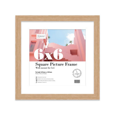 "6X6"" Oak Picture Frame - 6X6"" Square Frame With 5X5"" Mount For 6X6 ...