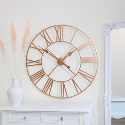 Melody Maison Large Rose Gold Copper Metal Skeleton Clock 80Cm X 80Cm by B&Q | ufurnish.com