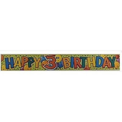Unique Party Foil Confetti 3Rd Birthday Banner Yellow/multicoloured ...