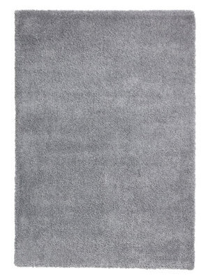 Grey Plain Shaggy Rug, Stain-Resistant Rug, Modern Grey Rug For Bedroom ...
