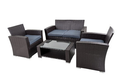 Shatchi Luxurious Dark Brown Rattan Sofa Set - Featuring 1 Sofa, 2 ...