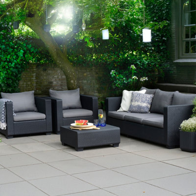 Keter Salta Graphite Grey Rattan Effect Resin 5 Seater Garden Furniture ...