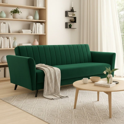 Linea Green Sofa Bed Pull Out Sleeping Function With Bonell Springs And ...