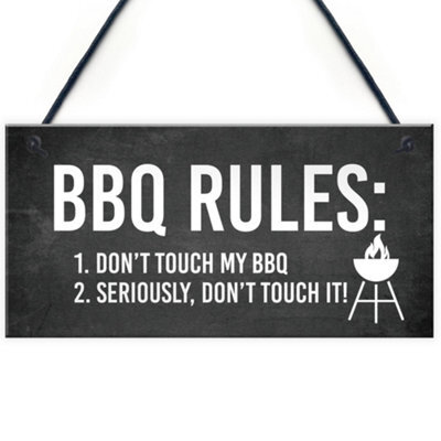 Red Ocean Bbq Rules Sign Hanging Door Wall Shed Sign Garden Sign For ...