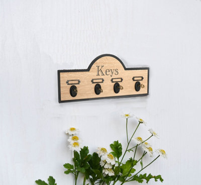 Aspect Furniture Antique Wooden Key Hook Display,4 Hooks by B&Q ...