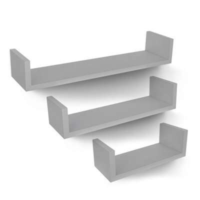 Livivo Set Of 3 Wall Floating Shelves - Screw Mounted Invisible ...