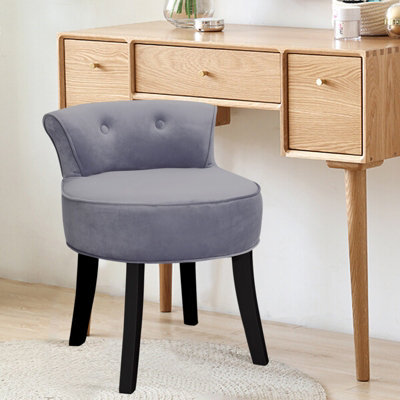 Living And Home Modern Light Grey Velvet Dressing Table Stool With ...
