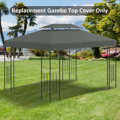 Outsunny 3X4M Gazebo Replacement Roof Canopy 2 Tier Top Uv Cover Dark ...