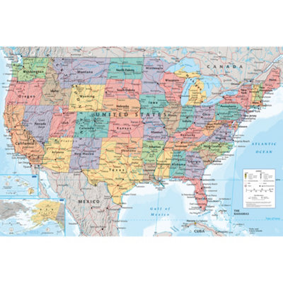 GB Eye Harper Collins Usa Map 61 X 91.5Cm Maxi Poster by B&Q | ufurnish.com