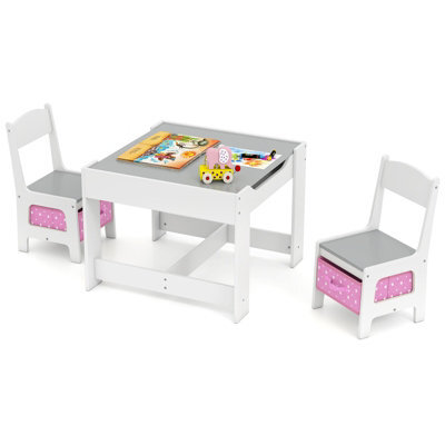 Costway 3-In-1 Activity Table Multipurpose Children Table And Chair Set ...