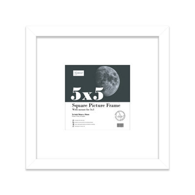 "5X5"" White Picture Frame - 5X5"" Square Frame With 3X3"" Mount For ...