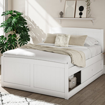 Maxistore 6 Door White Wooden Storage Compact Double Bed Frame by B&Q ...