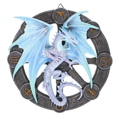 Anne Stokes Yule Resin Dragon Plaque Grey/blue (One Size) by B&Q ...