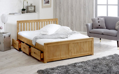 Amani Mission Solid Wooden Storage Bed Frame -Waxed 4Ft6 Double by B&Q ...