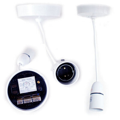 "6"" Flex Cable White Ceiling Rose Pendant Light Lamp Shade Holder ...