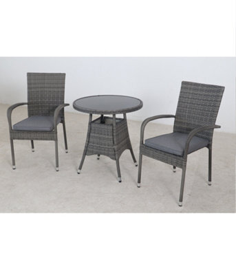 Sh&g Heaton 2 Seat Bistro Set - 3 Piece Round Table & Chairs - Grey ...