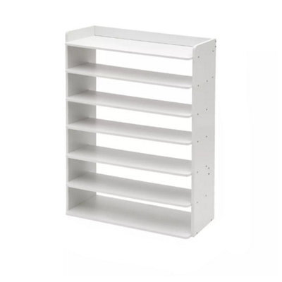 7 Tier White Wooden Hallway Shoe Rack Open Shelves Shoe Cabinet Storage ...