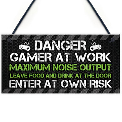 Red Ocean Funny Gaming Warning Sign Novelty Gaming Gifts For Boys ...