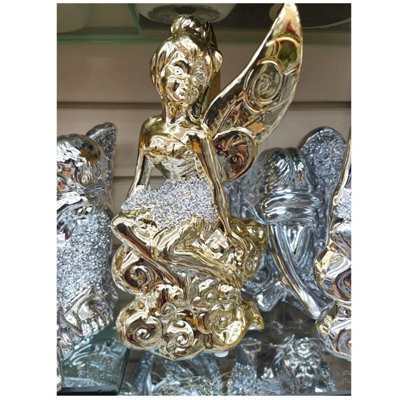 Gold Luxury Sitting Angel Lady Wings Decor Ornament Gypsy 25Cm by B&Q ...