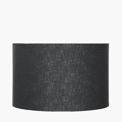 Pacific Lifestyle 45Cm Black Linen Drum Table Lampshade Self Lined ...