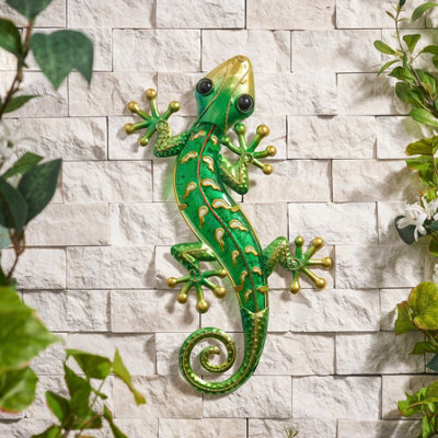 Creekwood 40Cm Gecko Glass Garden Wall Art - Green by B&Q | ufurnish.com