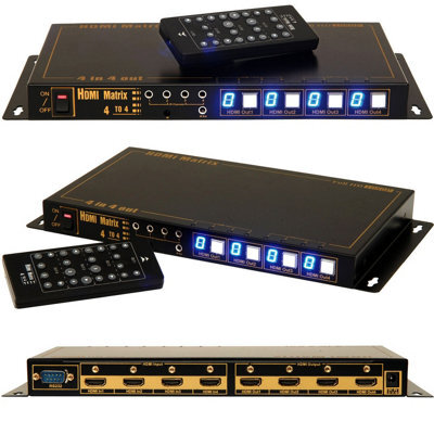 4 X 4 Hdmi Matrix Box 4 Input Output Sky/blu Ray Multi Room Tv ...