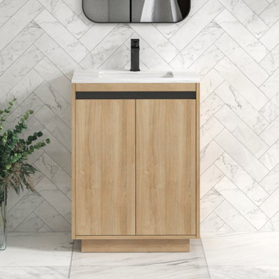 Royal Bathrooms Orion 600mm Natural Oak 2 Door Floor Standing Vanity ...