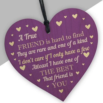 Red Ocean Friendship Plaque Best Friend Gift True Friend Wood Heart ...
