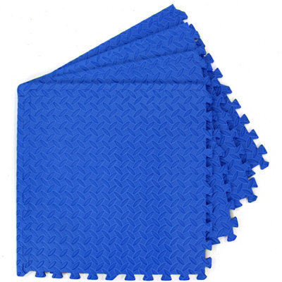 Easimat Interlocking Eva Gym Yoga Mats In Blue Anti-Fatigue Soft Foam ...