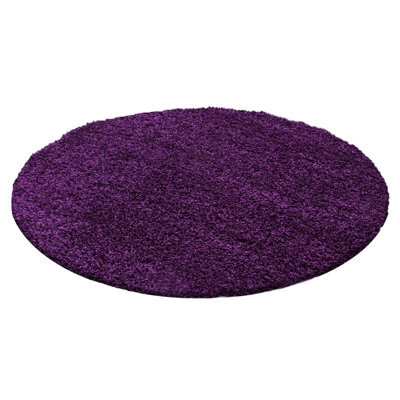 Abaseen 120Cm Purple Thick Pile Soft Shaggy Modern Circluar Rug by B&Q ...