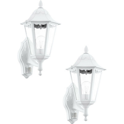 2 Pack Ip44 Outdoor Wall Lights With Pir Sensor - Modern White ...