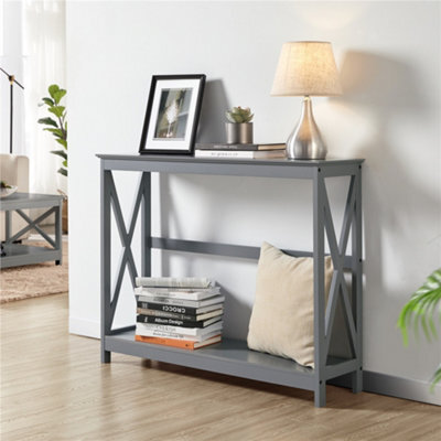Yaheetech Grey Industrial Entryway Table For Living Room by B&Q ...