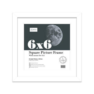 "6X6"" White Picture Frame - 6X6"" Square Frame With 5X5"" Mount For ...
