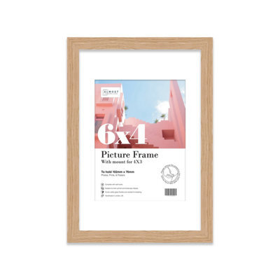 "6X4"" Oak Frame With Mount For 4X3"" Pictures 20mm Slim Edge Portrait ...