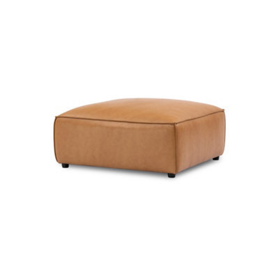 Valencia Nathan Full Aniline Leather Lounge Ottoman Sofa Caramel Brown ...