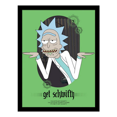 Rick And Morty Clrickal Get Schwifty Framed Poster Green/black (40Cm X ...