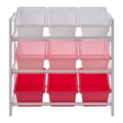 Orsina Slim Three Tier White And Pink Storage Unit, Angled Buckets ...