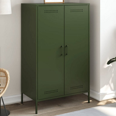 Berkfield Highboard Olive Green 68X39X113 Cm Steel by B&Q | ufurnish.com