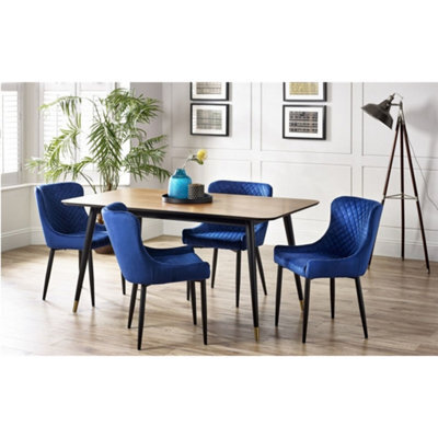 Ashfield Rectangular Table & 4 Luxe Blue Chairs by B&Q | ufurnish.com